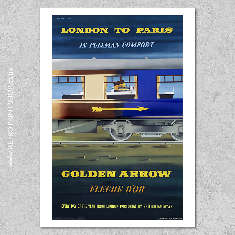 BR Golden Arrow London to Paris Poster - Vintage Railway Posters, Retro ...