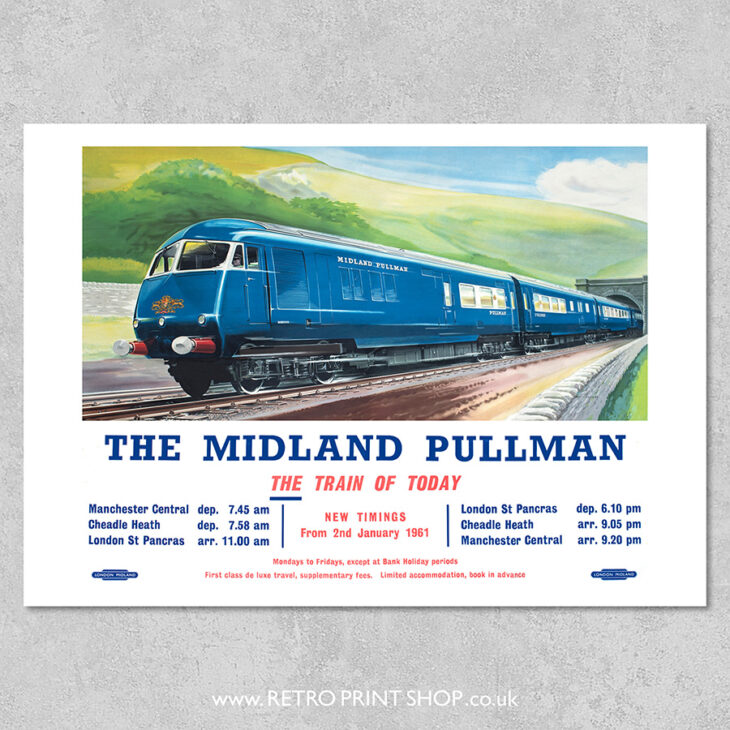 BR Midland Pullman Poster - Vintage Railway Posters, Retro Print Shop