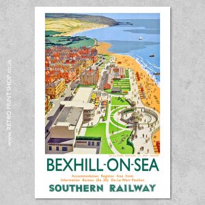 SR Bexhill-on-Sea Poster - Vintage Railway Posters, Retro Print Shop